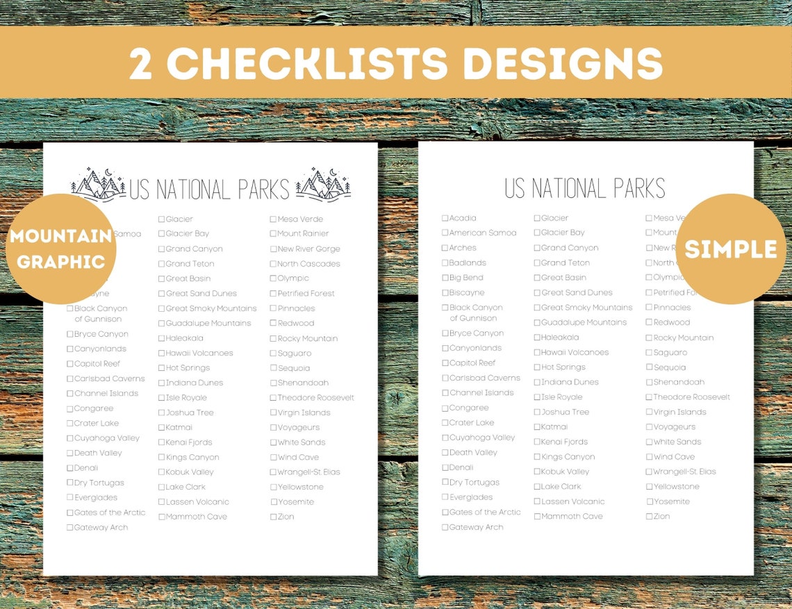 US National Park Checklist Printable 63 Parks 2024 Complete List ...