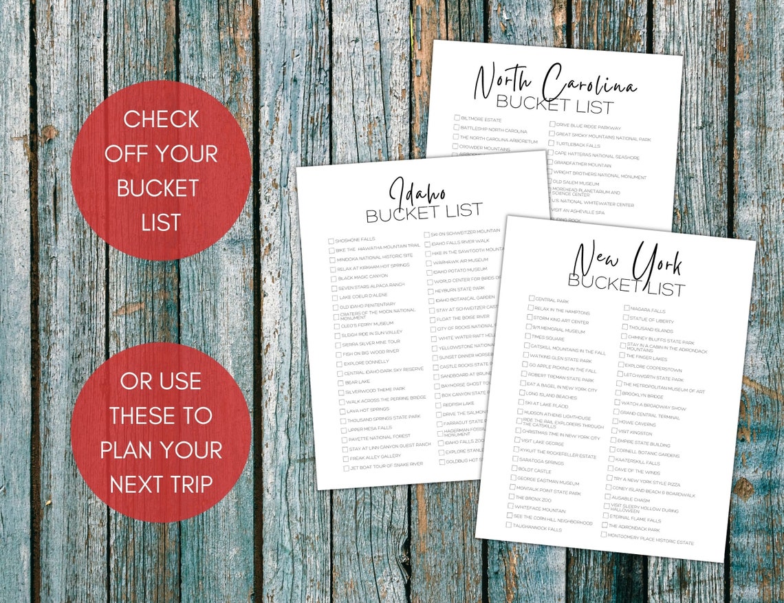 50 States Bucket List Printables Bundle | United States Travel to Do ...