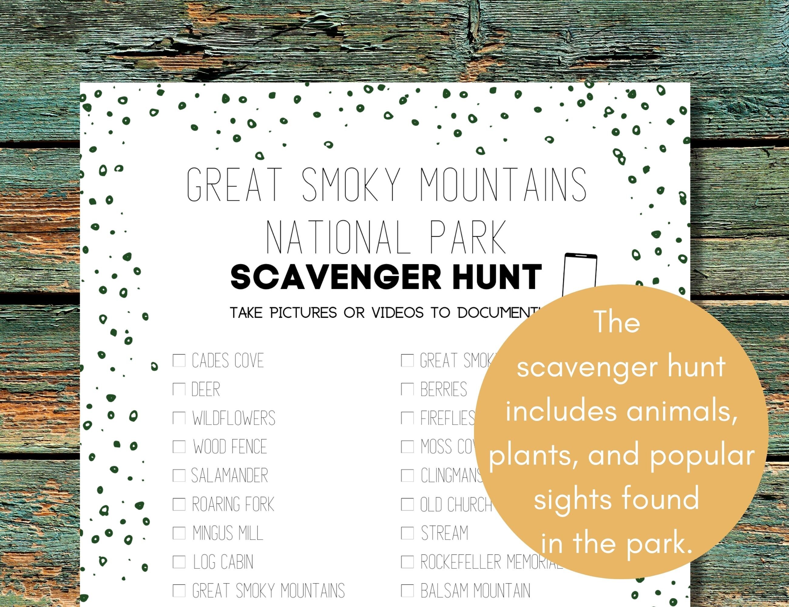 Great Smoky Mountains National Park Photo Scavenger Hunt | US National ...