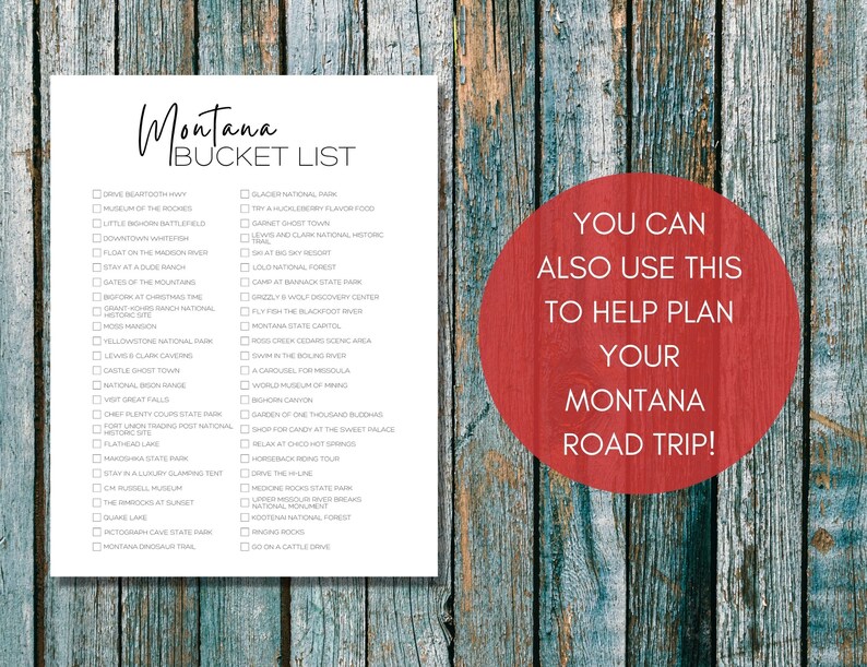 Montana Bucket List Printable | America's 50 States Travel Planner ...