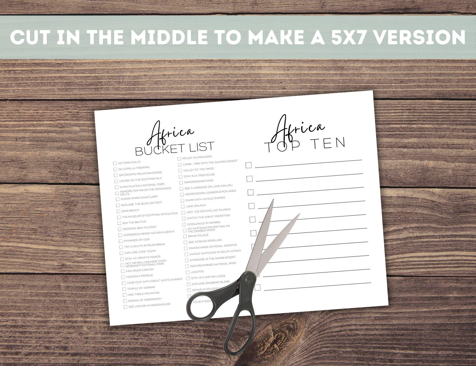 Africa Bucket List Printable | Africa Travel Planner Checklist | Africa ...