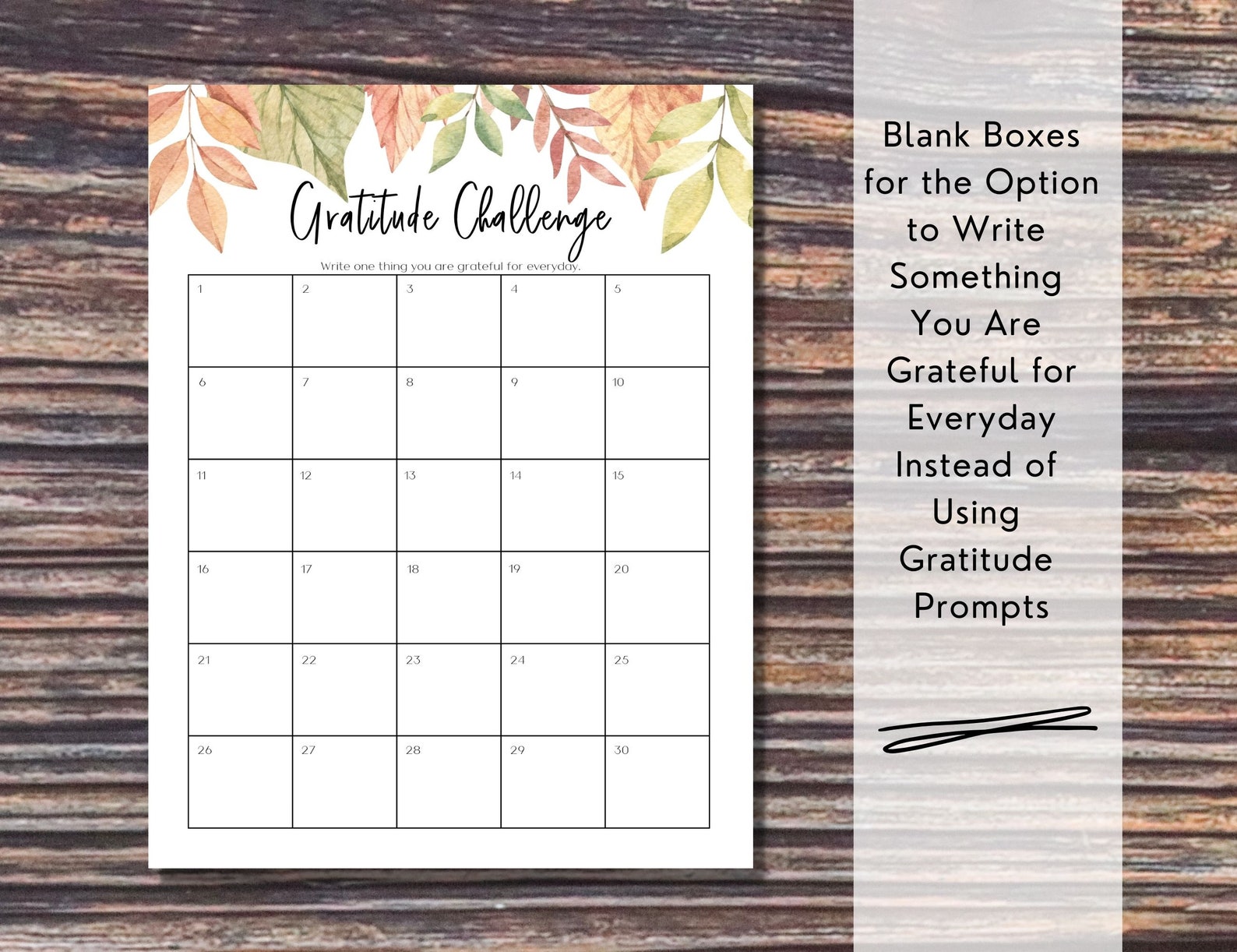 30 Day Gratitude Challenge Printable | Monthly Challenge Tracker ...