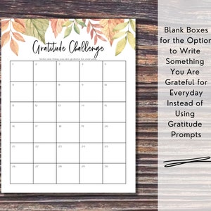 30 Day Gratitude Challenge Printable | Monthly Challenge Tracker ...