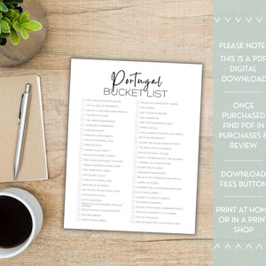 Portugal Bucket List Printable | Portugal Travel List Planner | Travel ...
