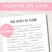 Valentine's Day Libs Word Game Valentine Party Printable Game Funny ...