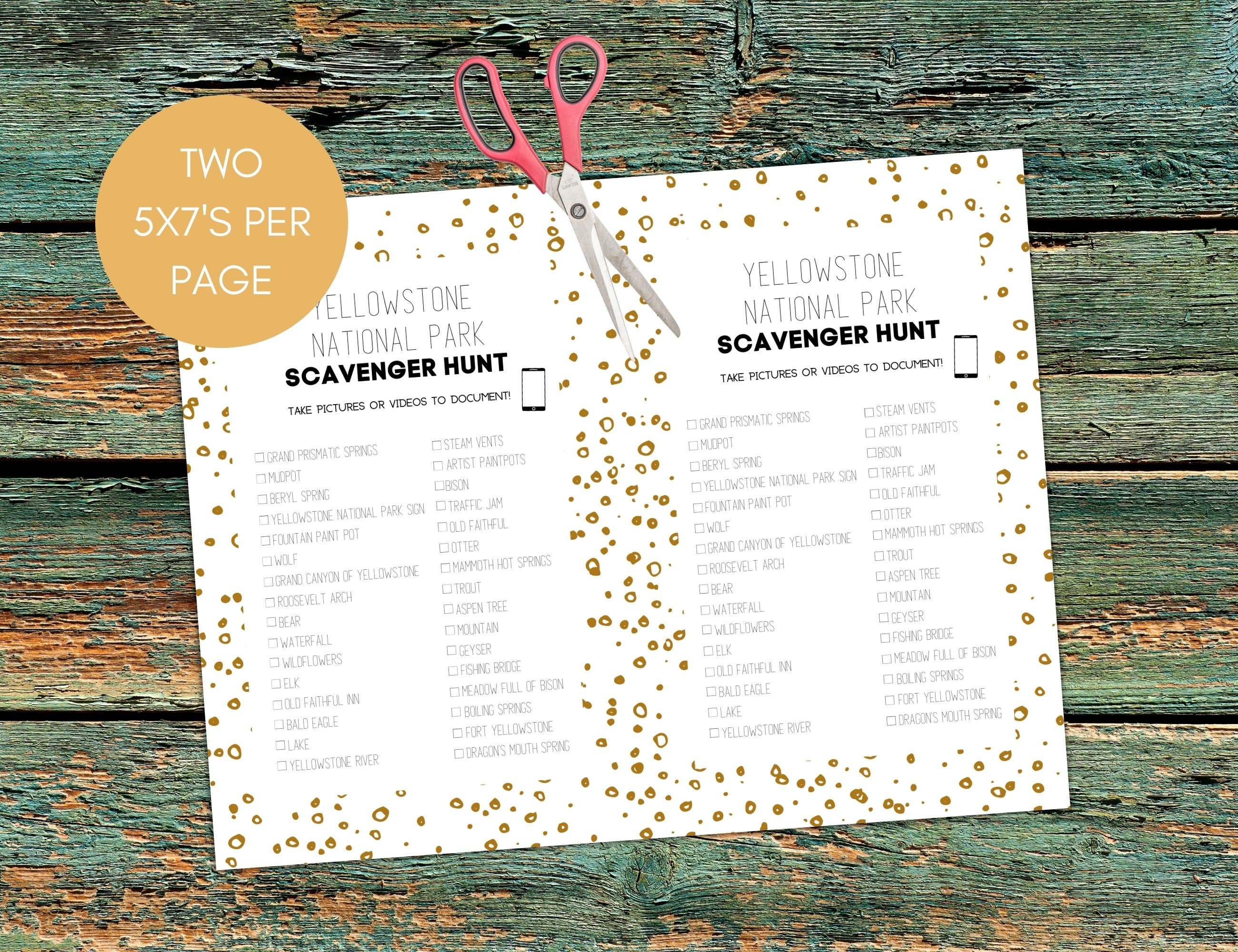 Yellowstone National Park Photo Scavenger Hunt | US National Park ...