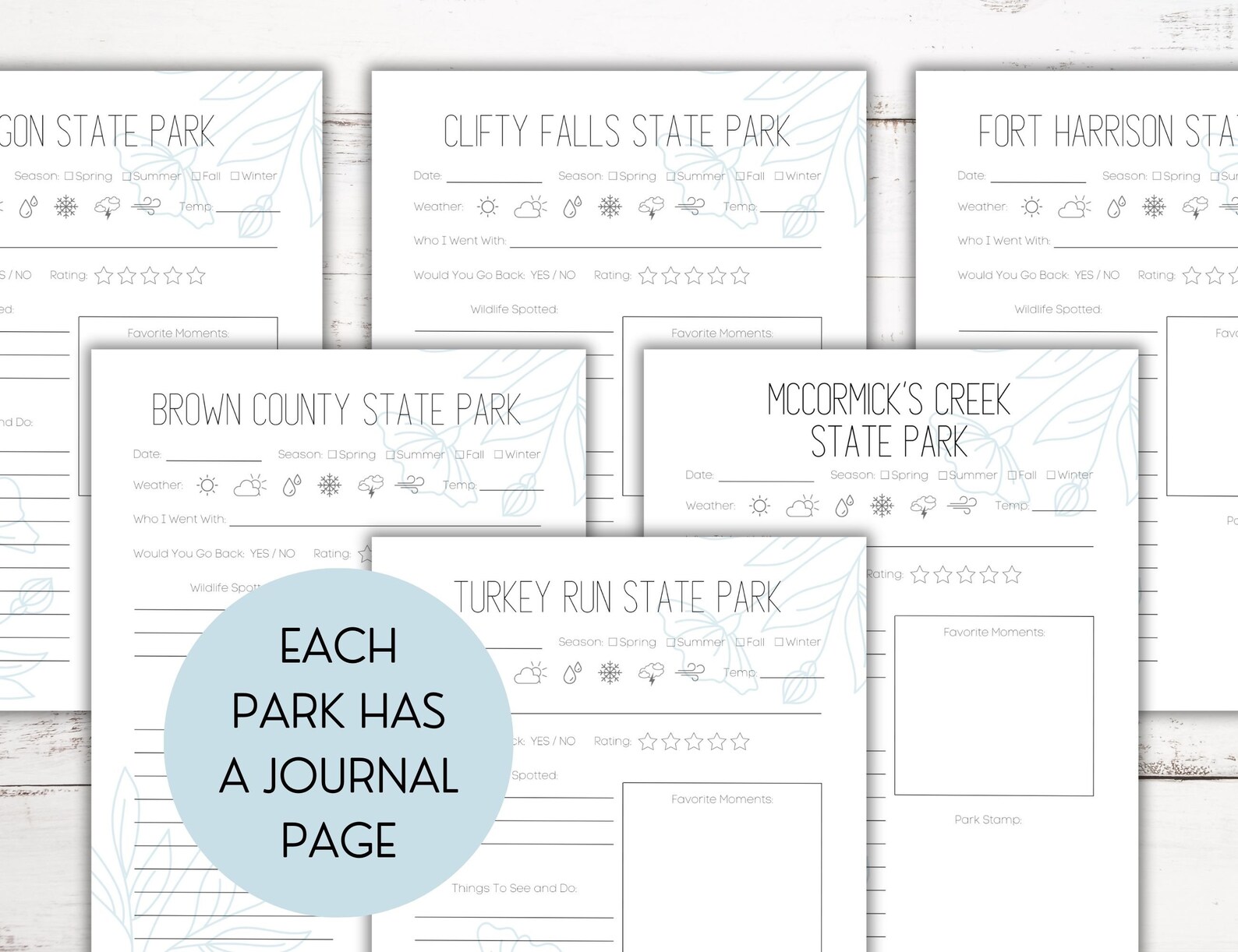 Indiana State Parks and Recreation Checklist | Printable Travel Journal ...