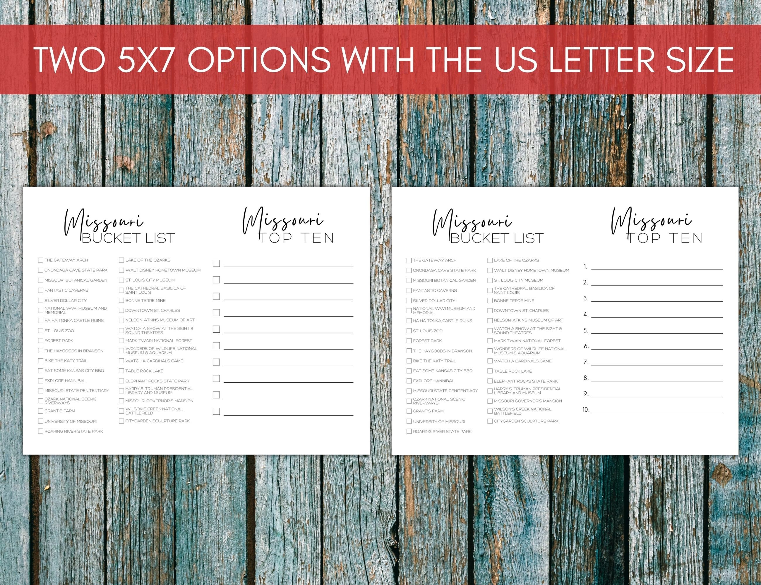 Missouri Bucket List Printable | America's 50 States Travel Planner ...