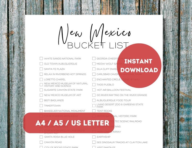 New Mexico Bucket List Printable | America's 50 States Travel Planner ...