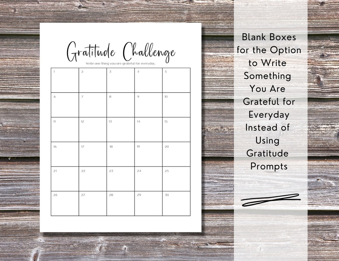 30 Day Gratitude Challenge Printable | Monthly Challenge Tracker ...