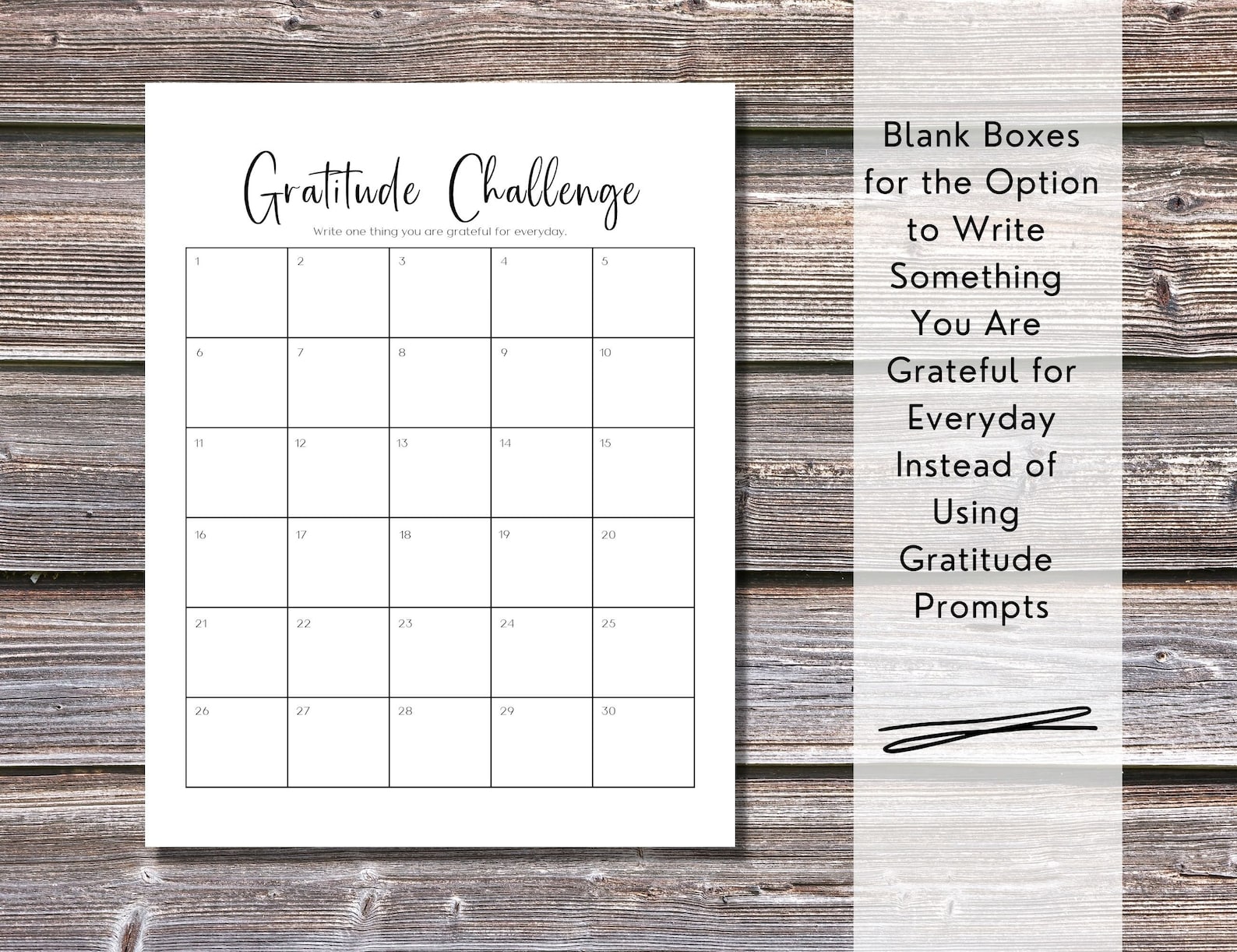 30 Day Gratitude Challenge Printable | Monthly Challenge Tracker ...