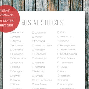 50 States Checklist Printable US States Bucket List Challenge - Etsy