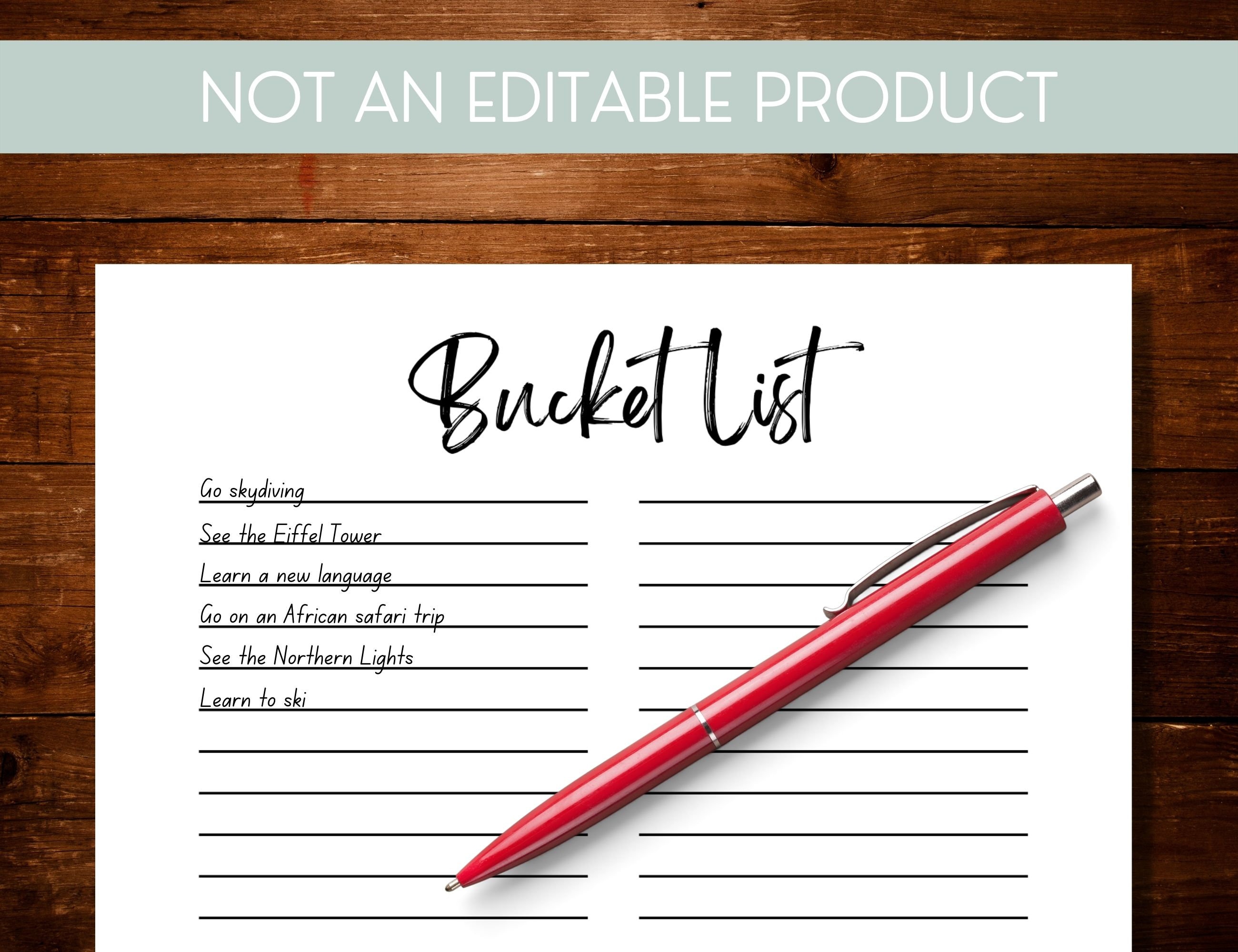 Printable Bucket List PDF | Blank DIY Bucket List | Goal Planner ...
