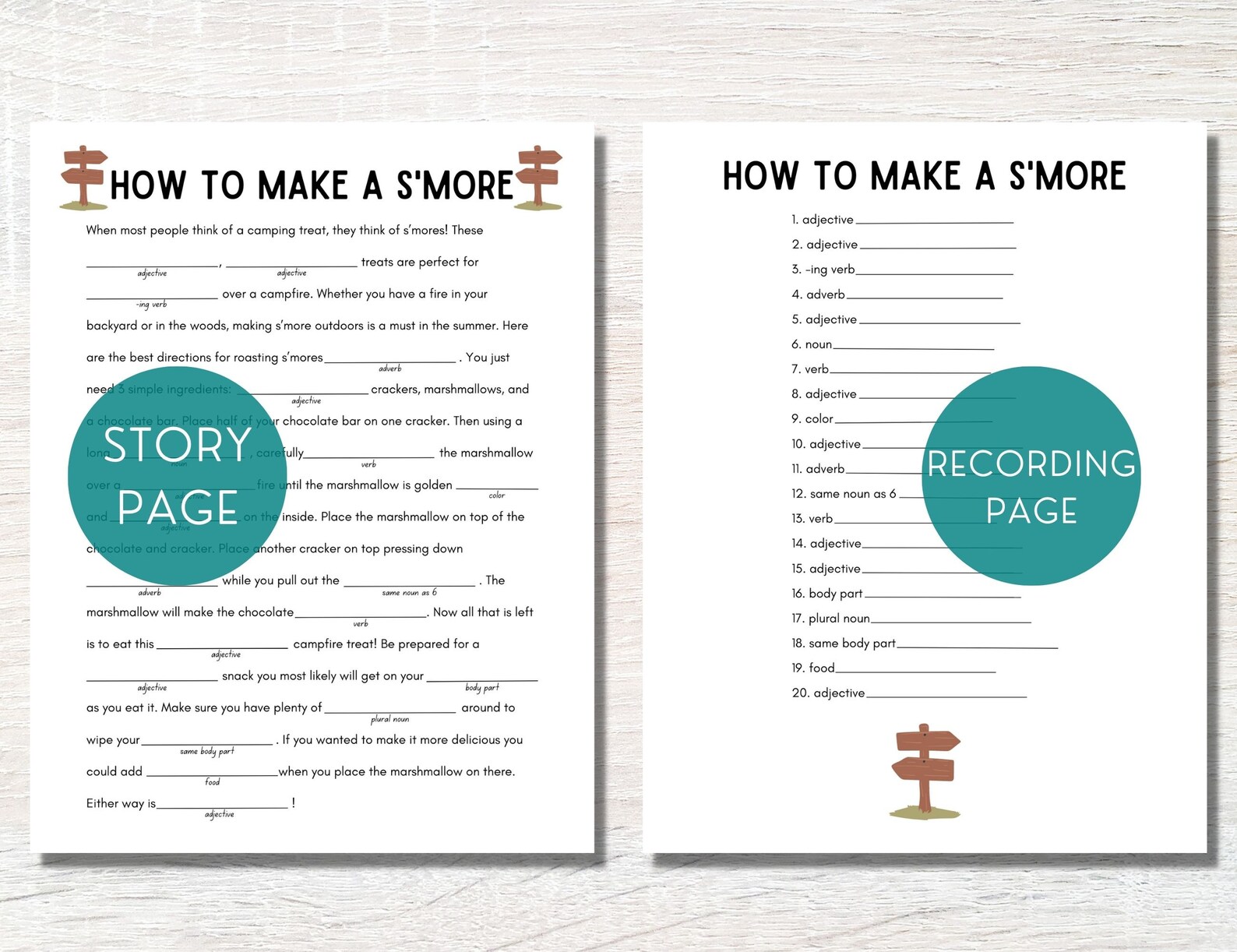 Family Camping Word Game Printable | Funny Word Libs for Camping Party ...