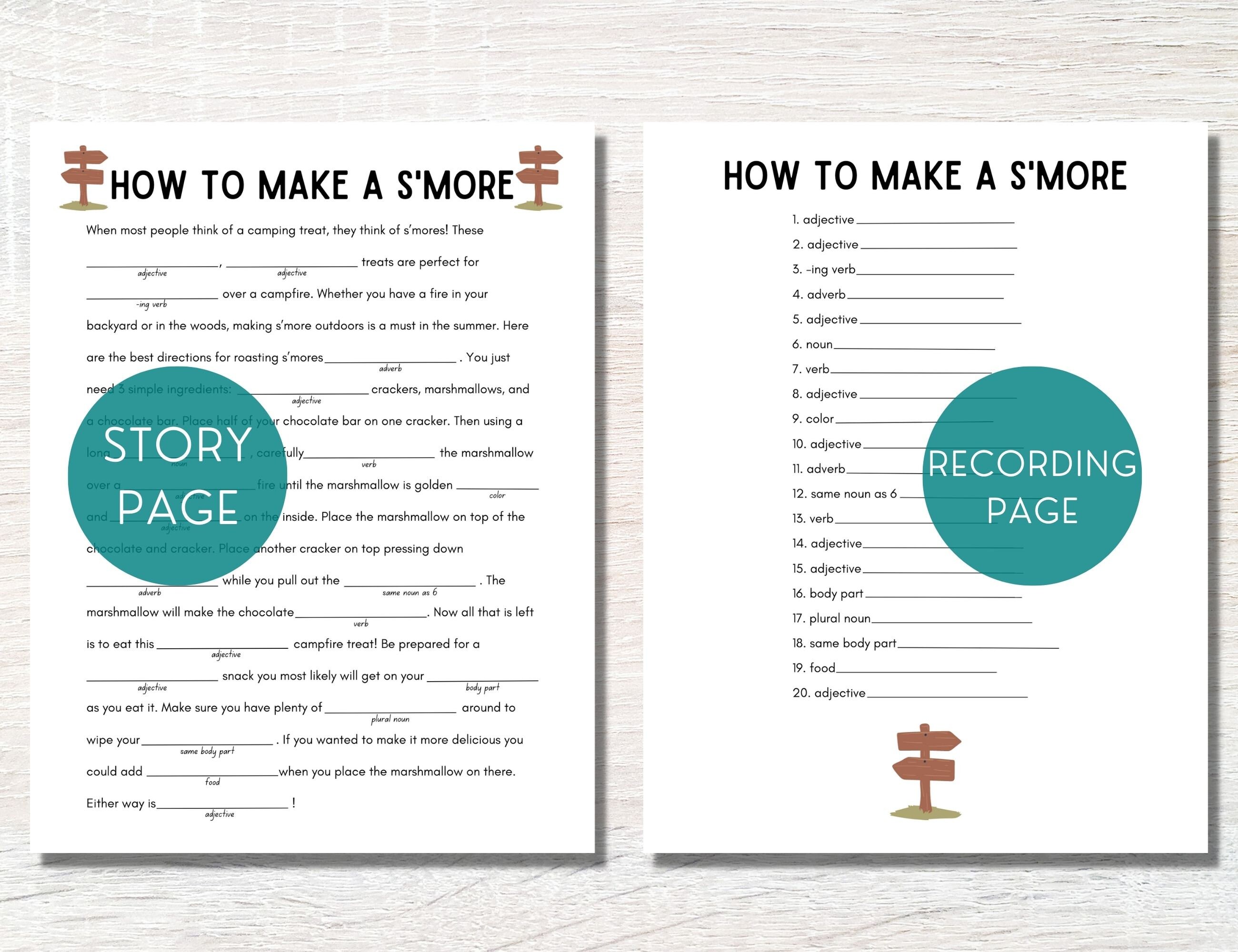 Family Camping Word Game Printable | Funny Word Libs for Camping Party ...