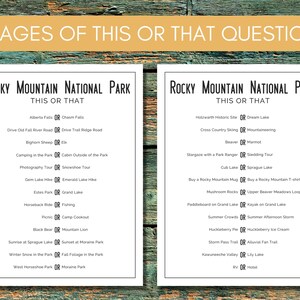 Rocky Mountain National Park This or That Travel Game US National Park ...