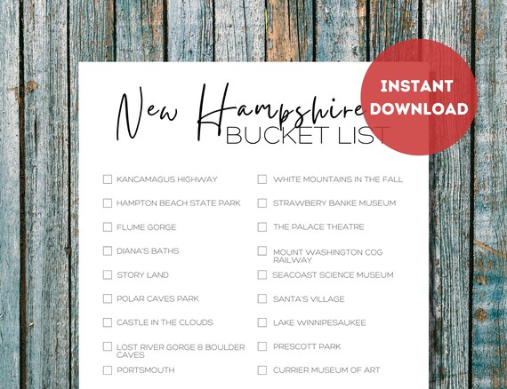 New Hampshire Bucket List Printable America's 50 States - Etsy