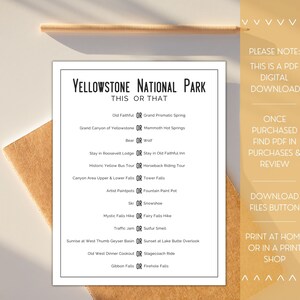 Yellowstone National Park This or That Travel Game US National Park ...