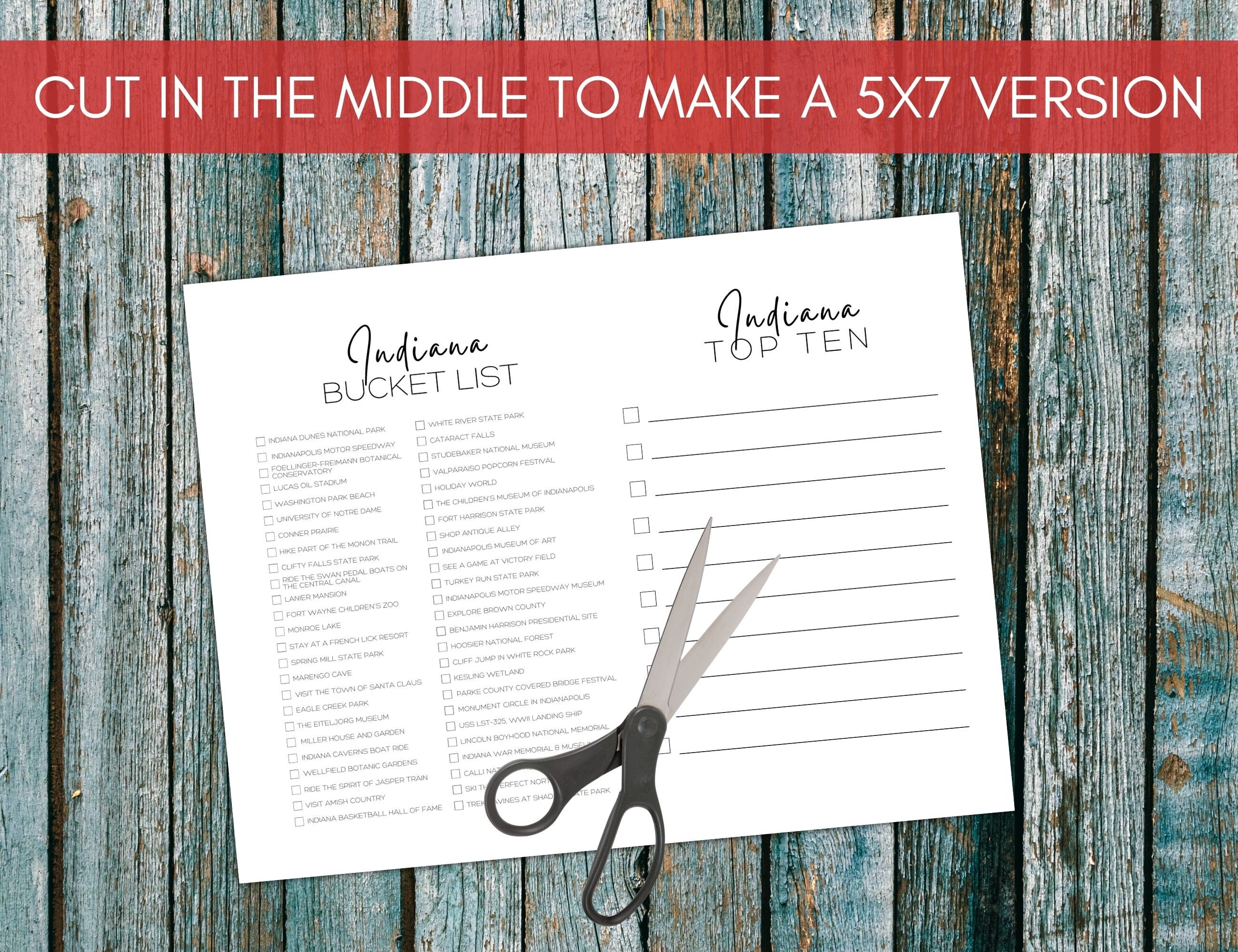 Indiana Bucket List Printable Top Things to Do Travel Planner Indiana ...