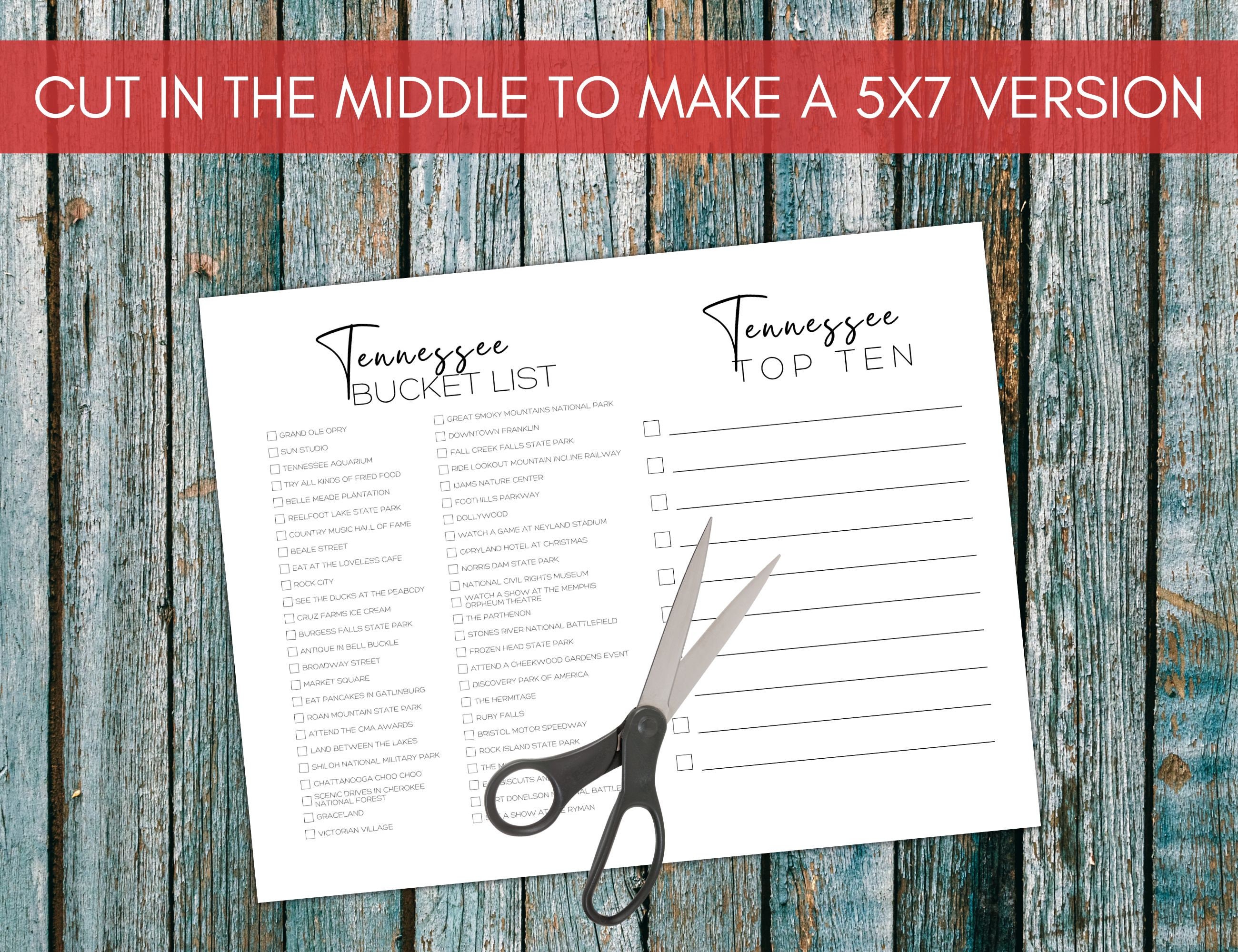 Tennessee Bucket List Printable America's 50 States Travel - Etsy