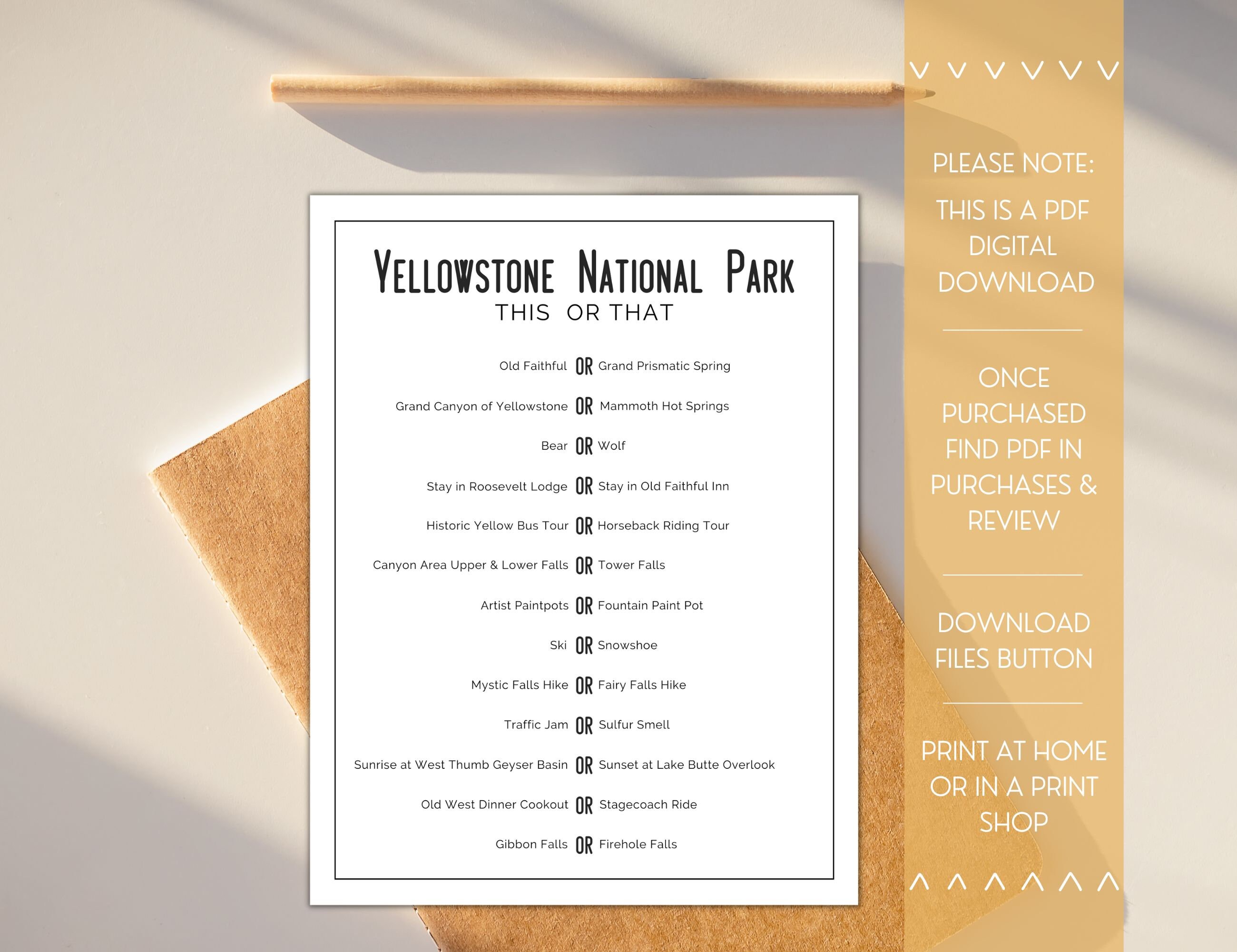 Yellowstone National Park Printable Vacation Games US National Park ...