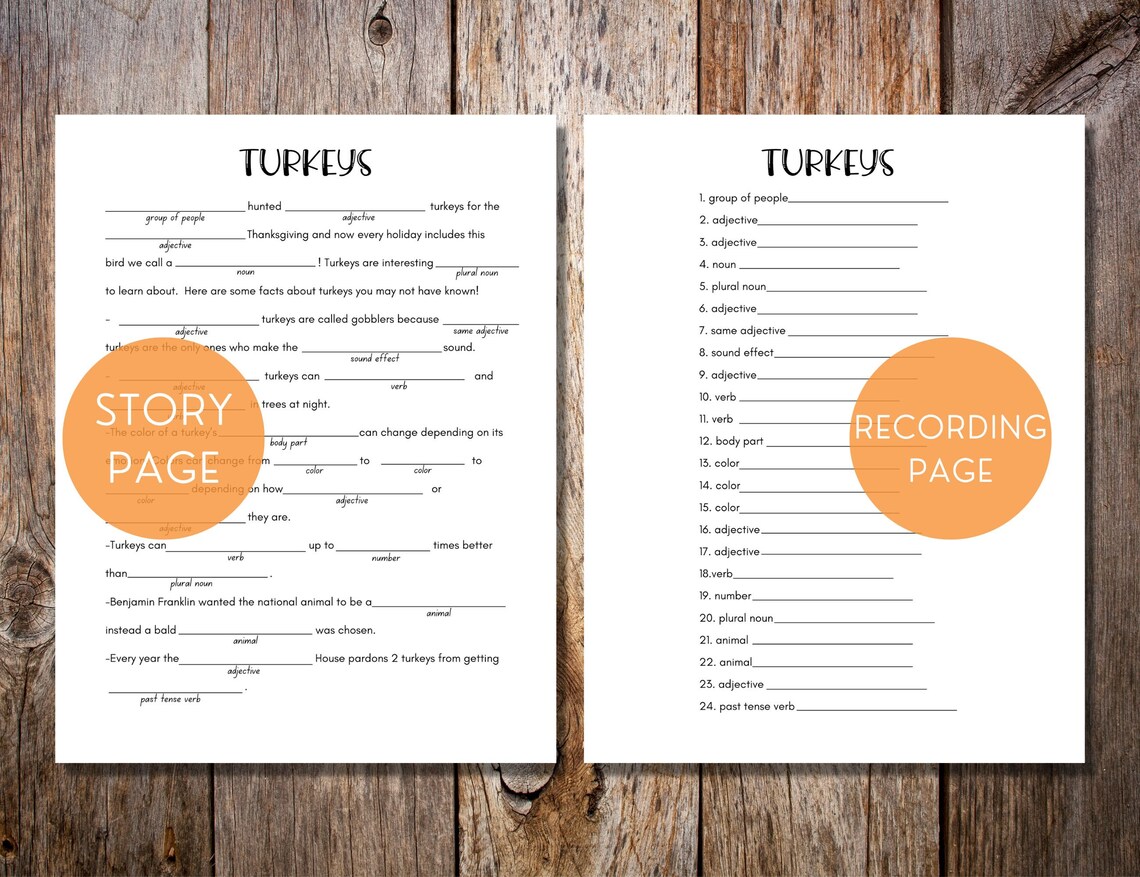 Family Thanksgiving Libs Printable Games | Funny Fill in the Blank Word ...