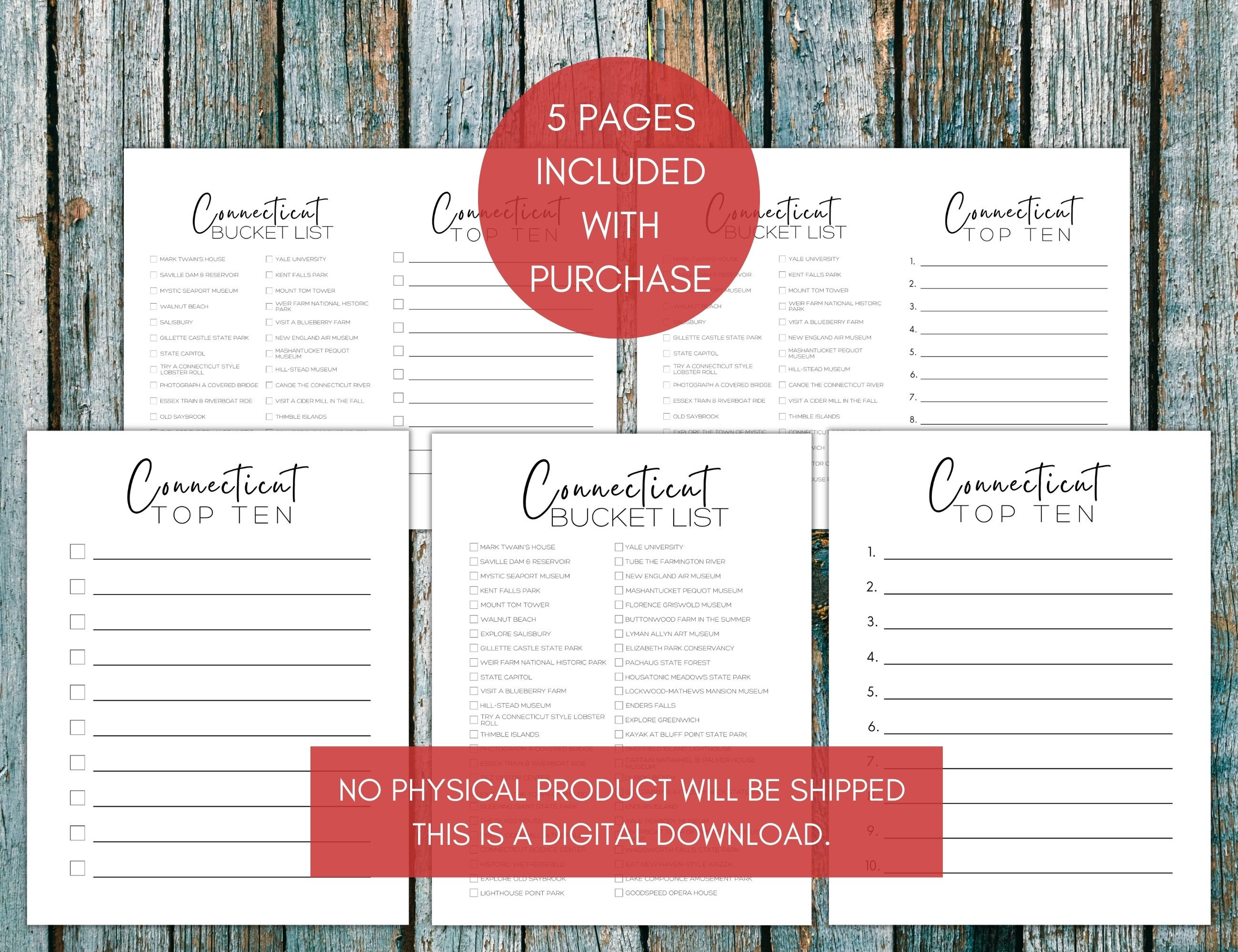 Connecticut Bucket List Printable | America's 50 States Travel Planner ...