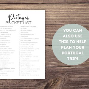 Portugal Bucket List Printable | Portugal Travel List Planner | Travel ...