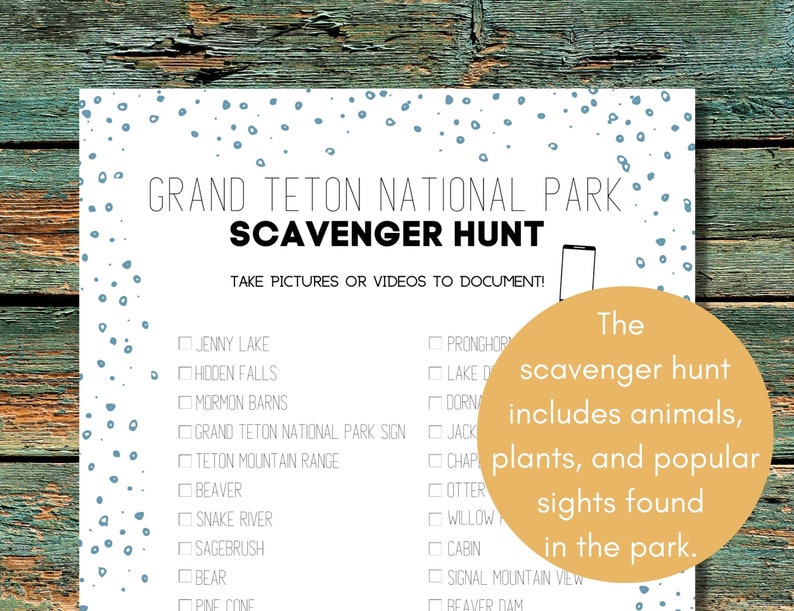 Grand Teton National Park Photo Scavenger Hunt | US National Park ...