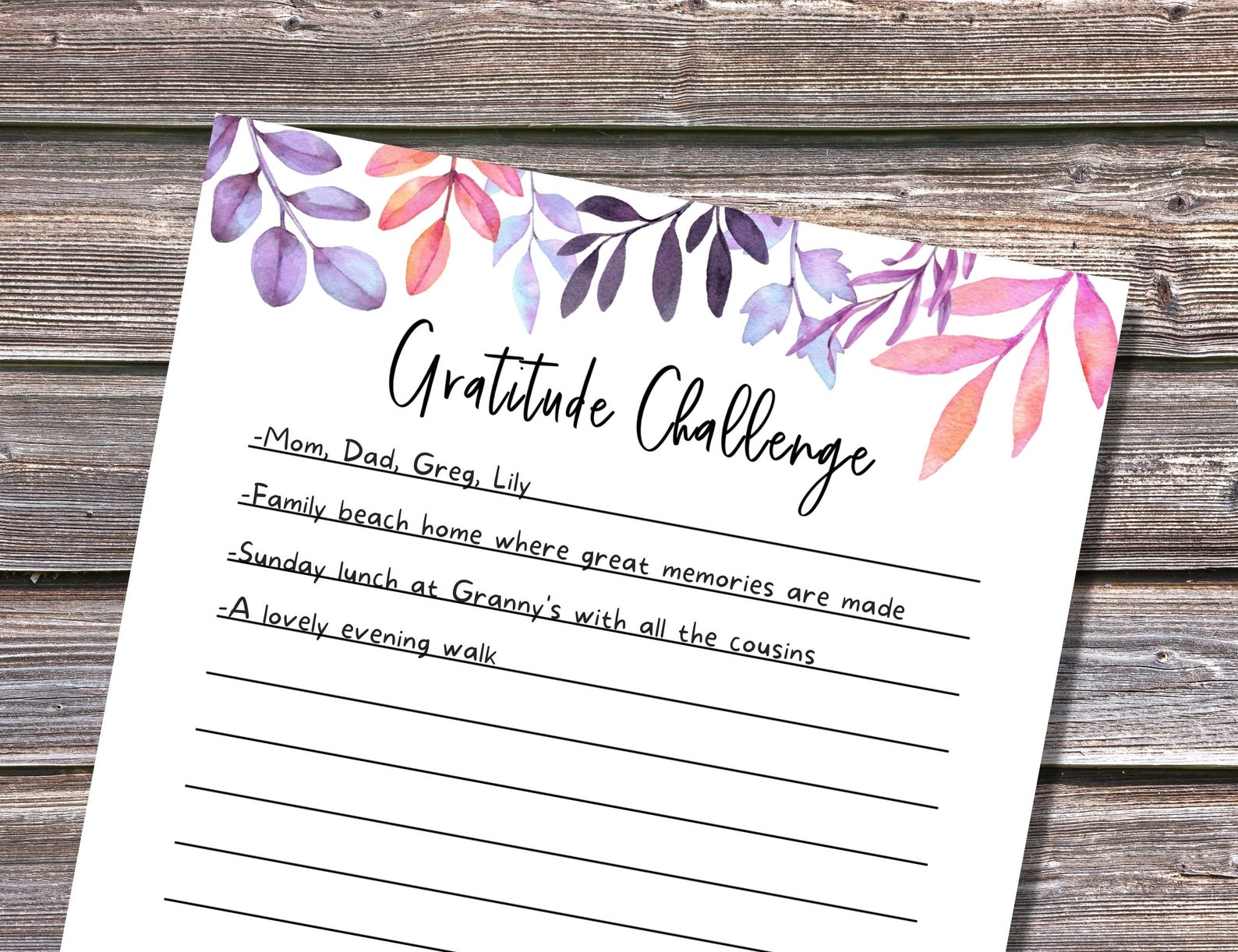 30 Day Gratitude Challenge Printable | Monthly Challenge Tracker ...