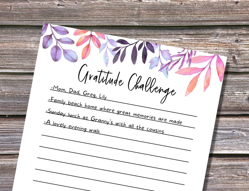 30 Day Gratitude Challenge Printable | Monthly Challenge Tracker ...