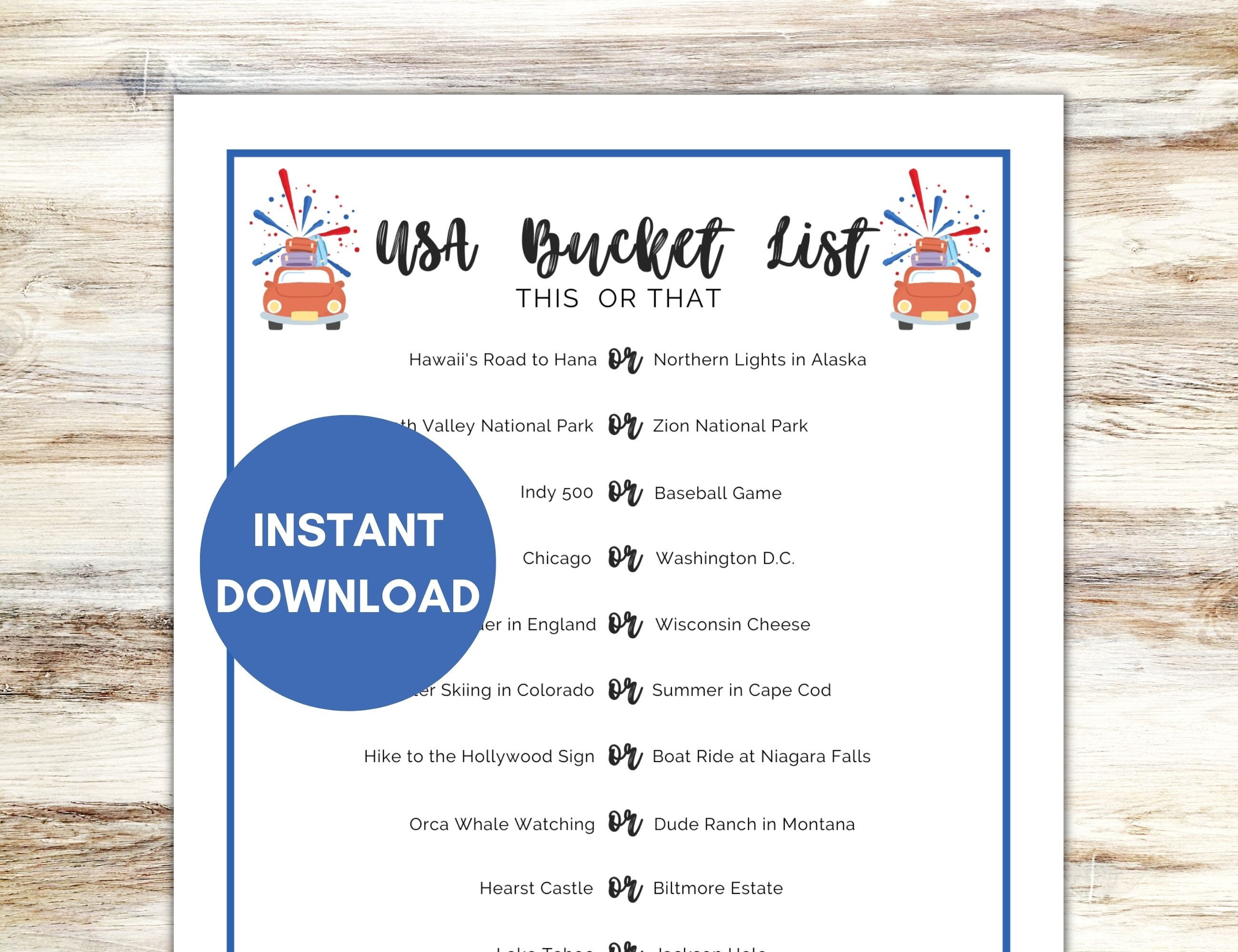 Family Road Trip Game | US Travel Game | Bucket List This or That ...