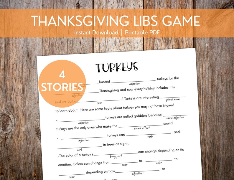 Family Thanksgiving Libs Printable Games | Funny Fill in the Blank Word ...