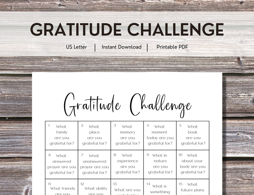 30 Day Gratitude Challenge Printable Monthly Challenge - Etsy