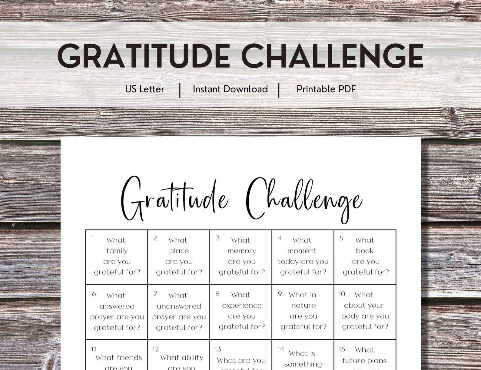 30 Day Gratitude Challenge Printable Monthly Challenge - Etsy