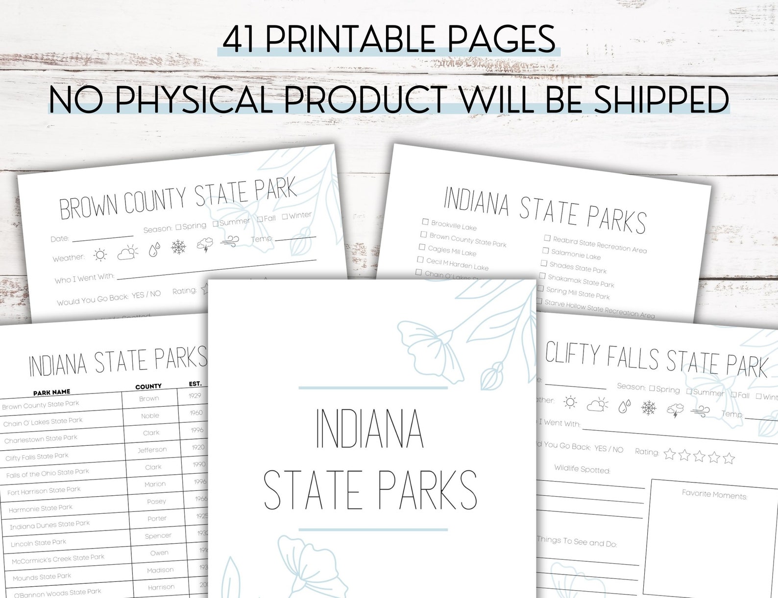 Indiana State Parks and Recreation Checklist | Printable Travel Journal ...