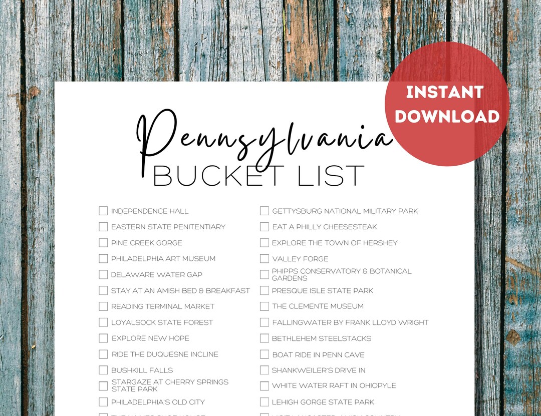 Pennsylvania Bucket List Printable America's 50 States - Etsy