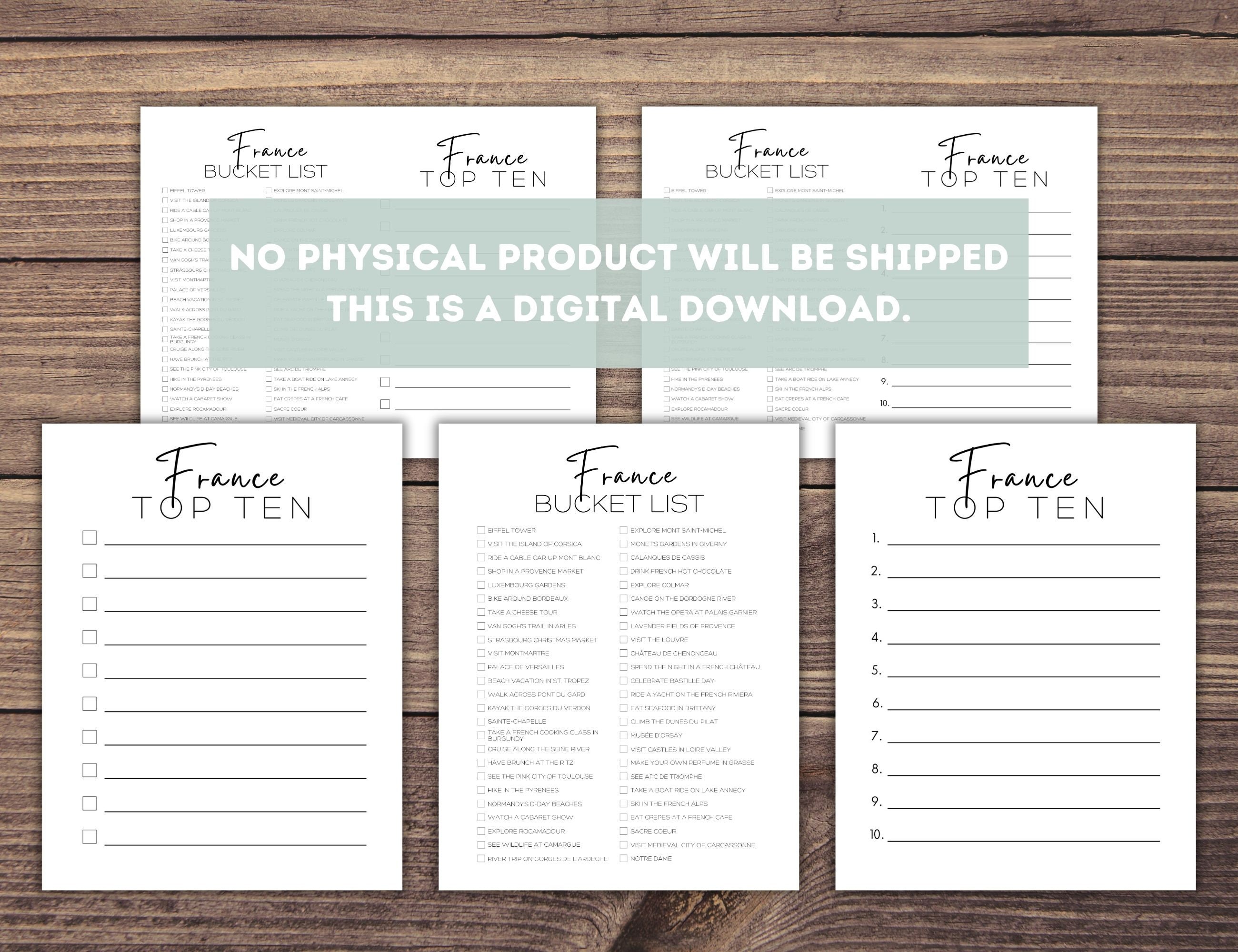 France Bucket List Printable | France Travel Planner Checklist | France ...