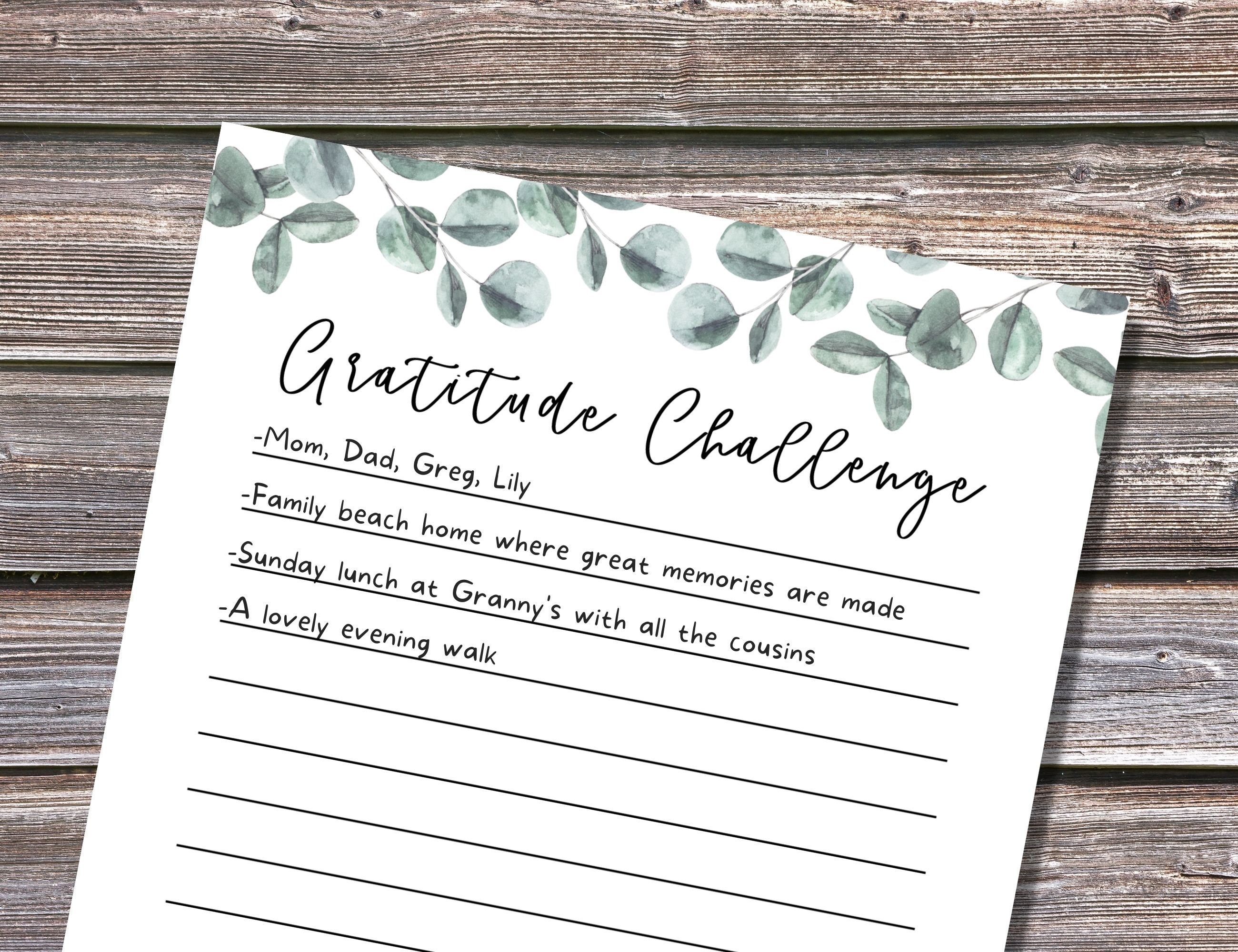 30 Day Gratitude Challenge Printable Monthly Challenge Tracker ...