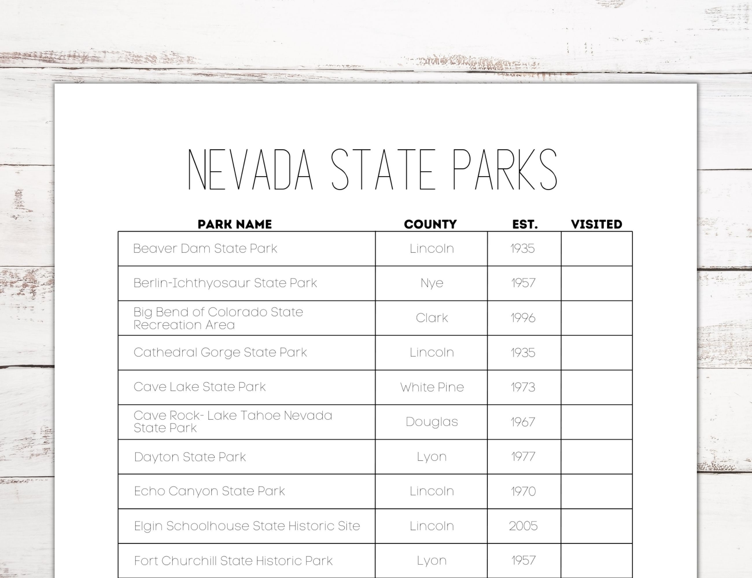 Nevada State Parks and Recreation Checklist | State Parks Travel ...