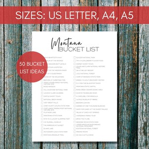 Montana Bucket List Printable | America's 50 States Travel Planner ...