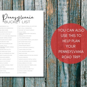 Pennsylvania Bucket List Printable | America's 50 States Travel Planner ...