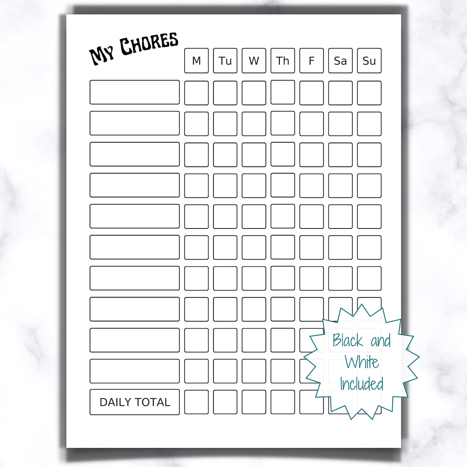 Chore Chart for Kids PDF, EDITABLE Chore Chart, Daily Chore Chart ...