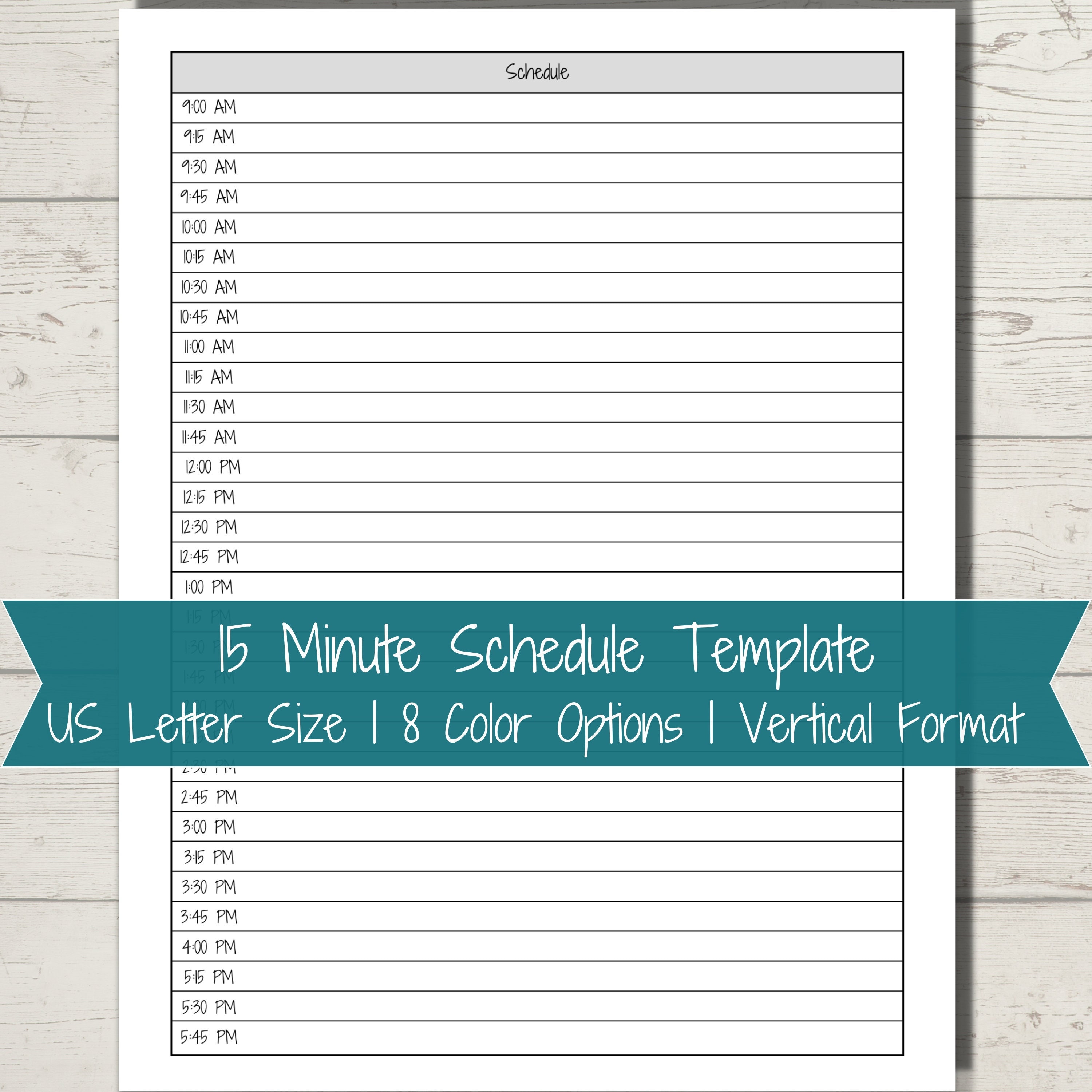 Daily Schedule Template 30 Minutes