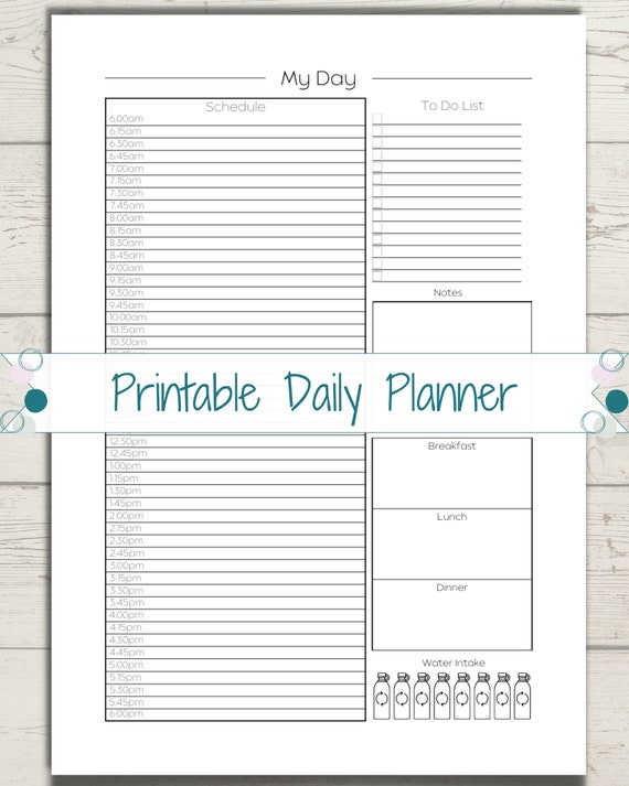 Daily Planner 15 Minute Increments Printable To-do List - Etsy