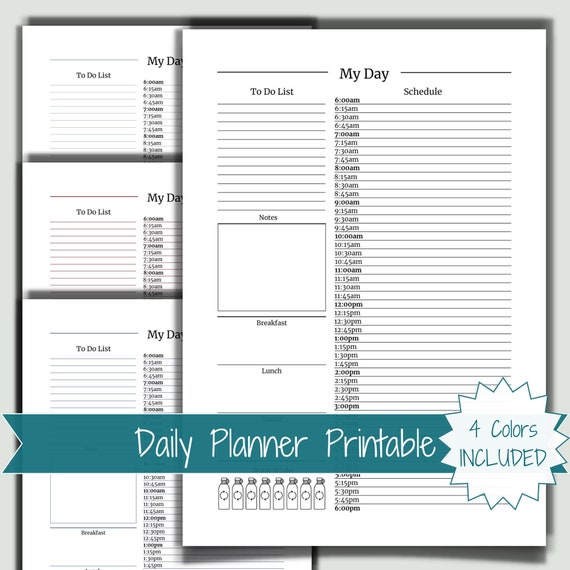Daily Planner Printable Daily Time Planner Daily To-do List - Etsy