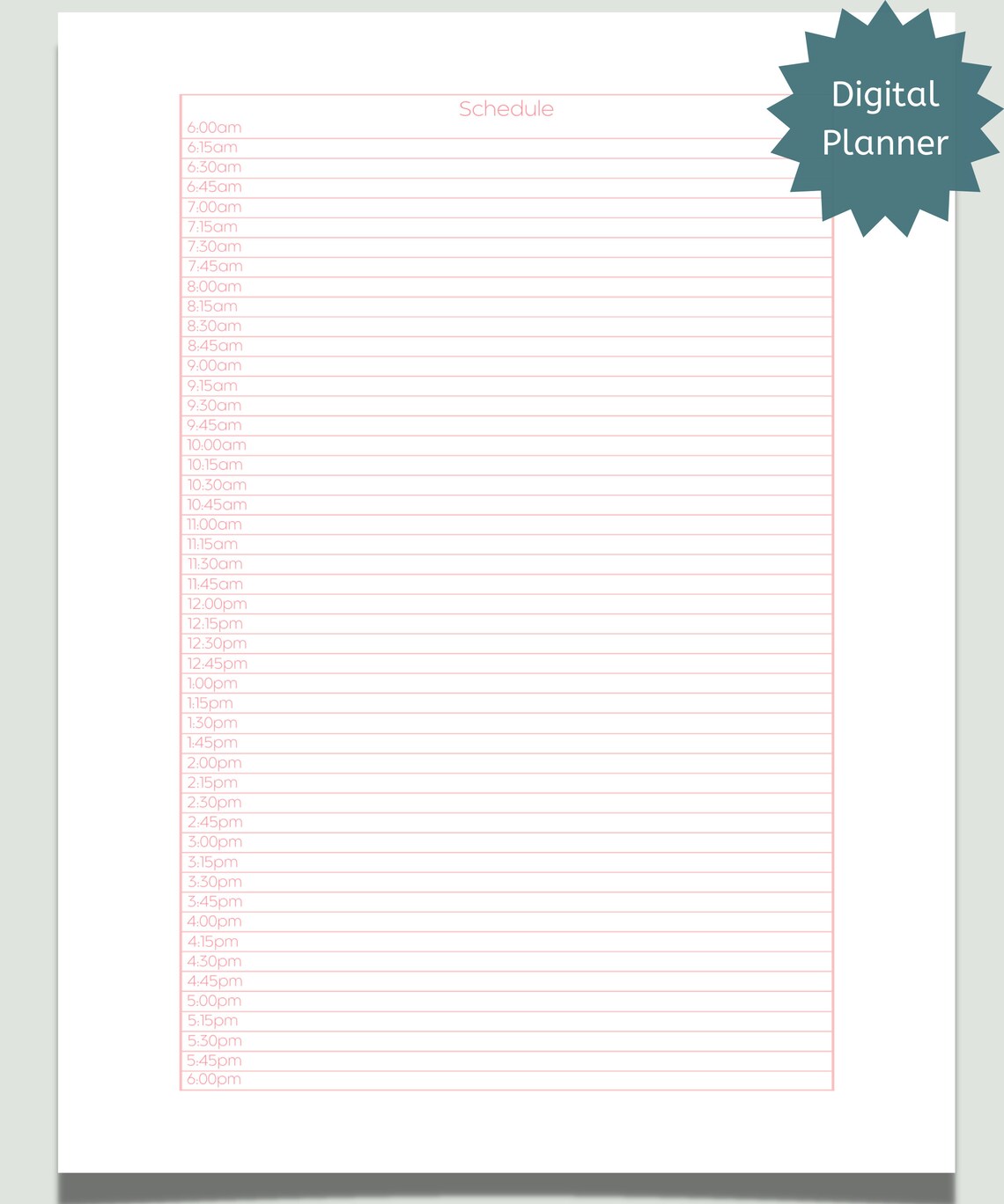 Digital Planner | Daily Schedule | Full Day Planner | Hourly Schedule ...