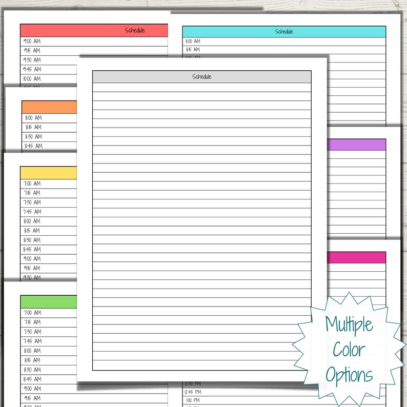 Schedule Template Daily Time Block Schedule 15 Minute Etsy