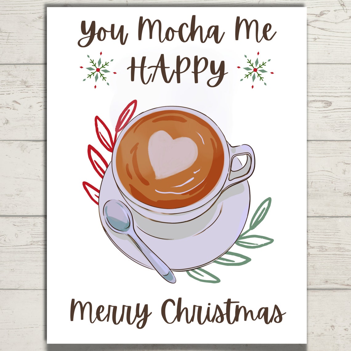 Printable Christmas Card, Coffee Themed Christmas Card, Husband ...