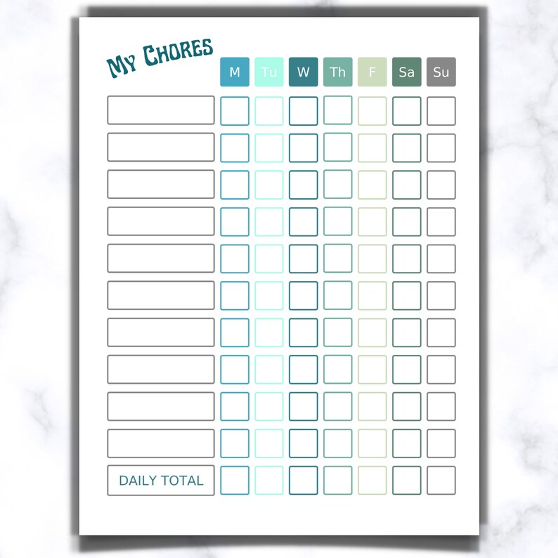 Chore Chart for Kids PDF, EDITABLE Chore Chart, Daily Chore Chart ...